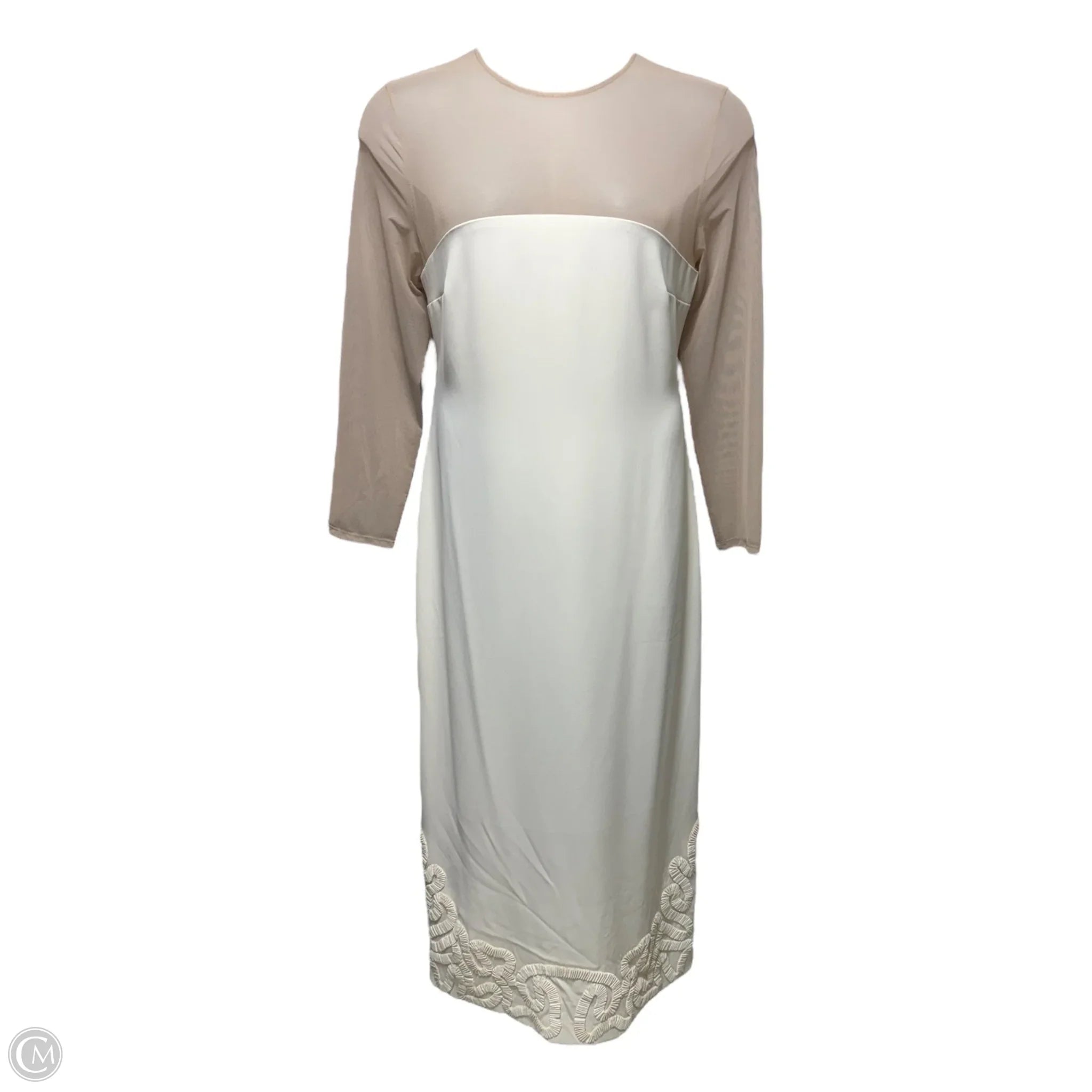 Babe Mesh Long Sleeve Crepe Soutache Full Length Dress By Elizabeth Da ...